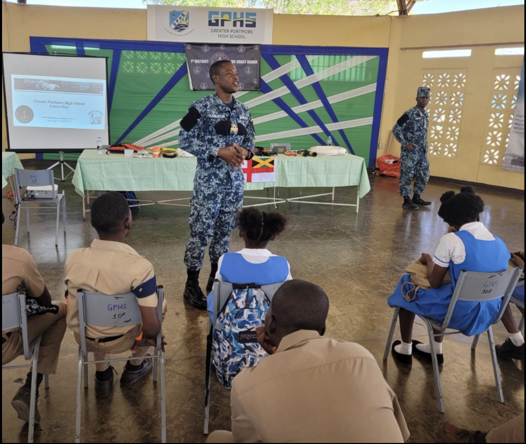 ENGAGING OUR YOUTH! Members of the First District Jamaica Defence Force ...